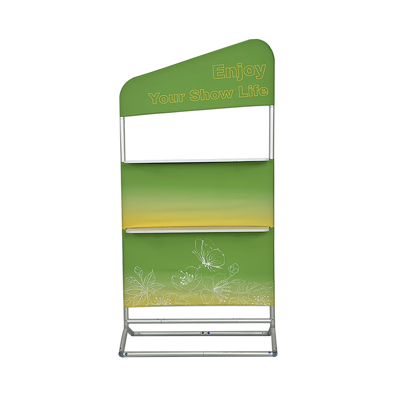 Slope Fabric Banner Stand with Shelf | Portable Display with Shelves ...