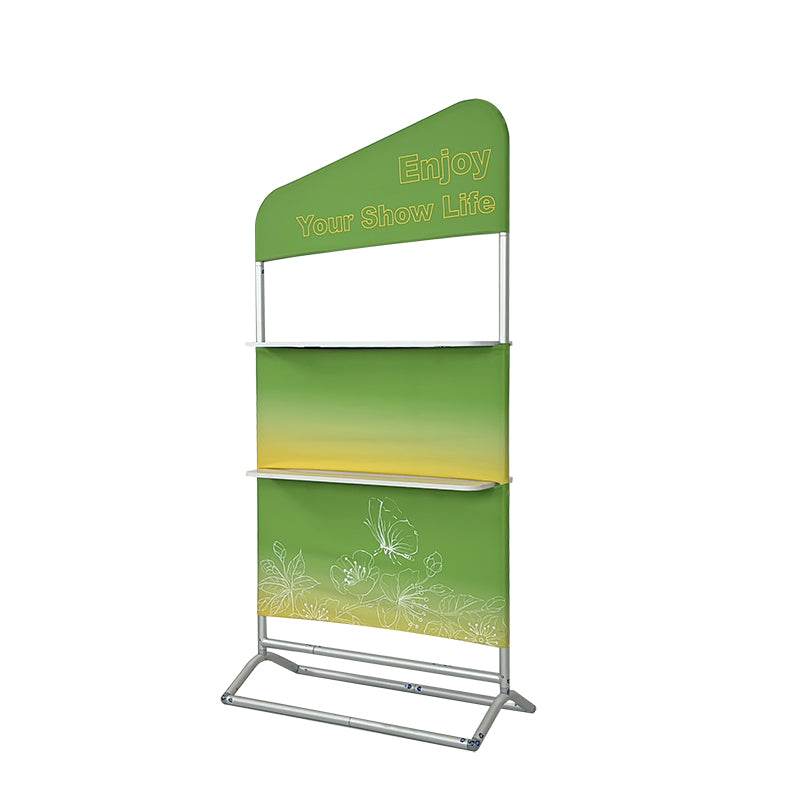 Slope Fabric Banner Stand with Shelf | Portable Display with Shelves ...